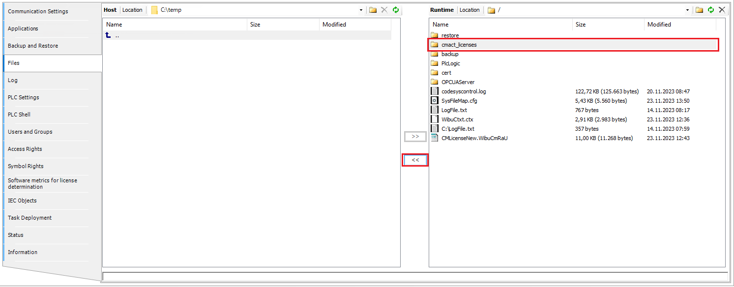 Backing up and Restoring CODESYS Licenses